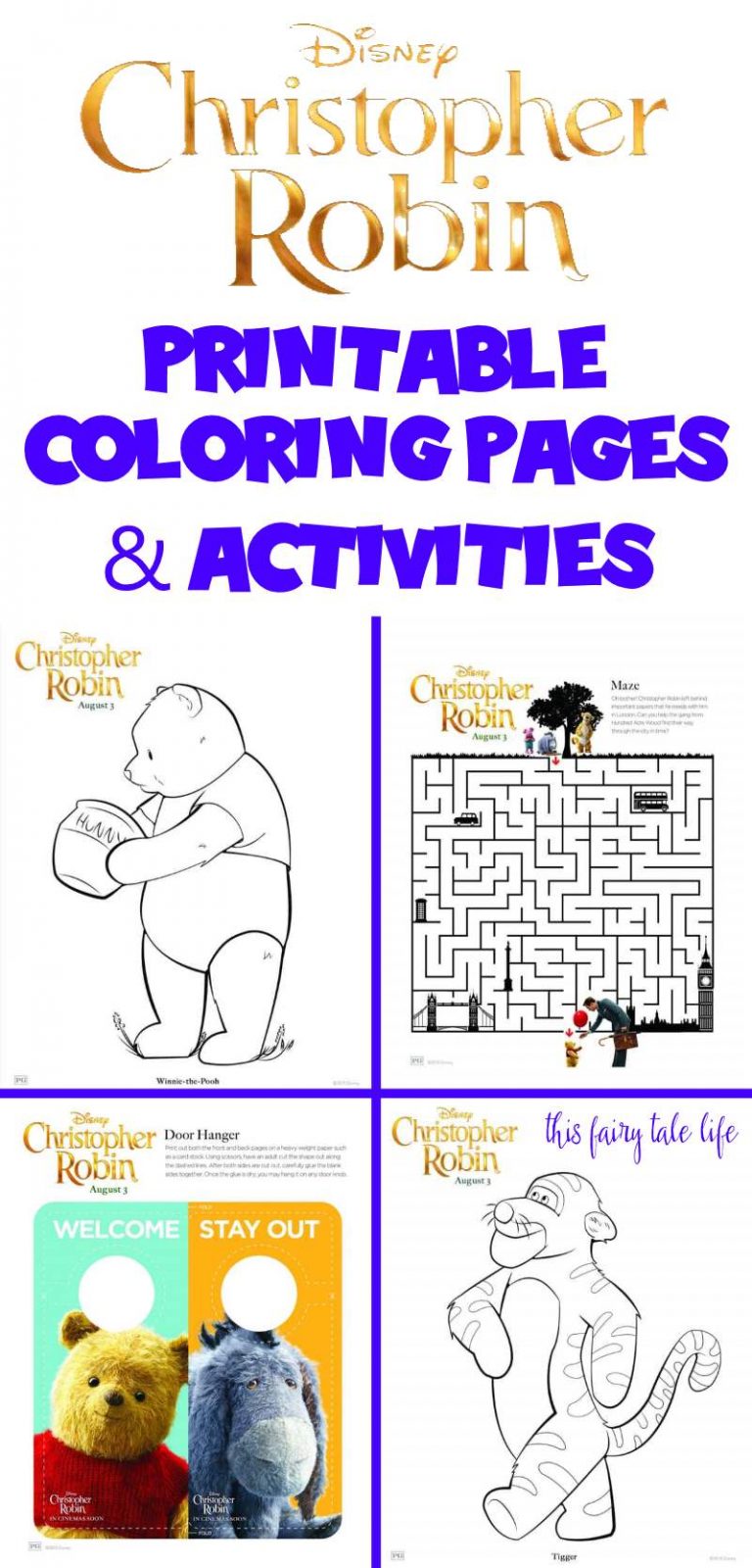 CHRISTOPHER ROBIN Coloring Pages and Printable Activities